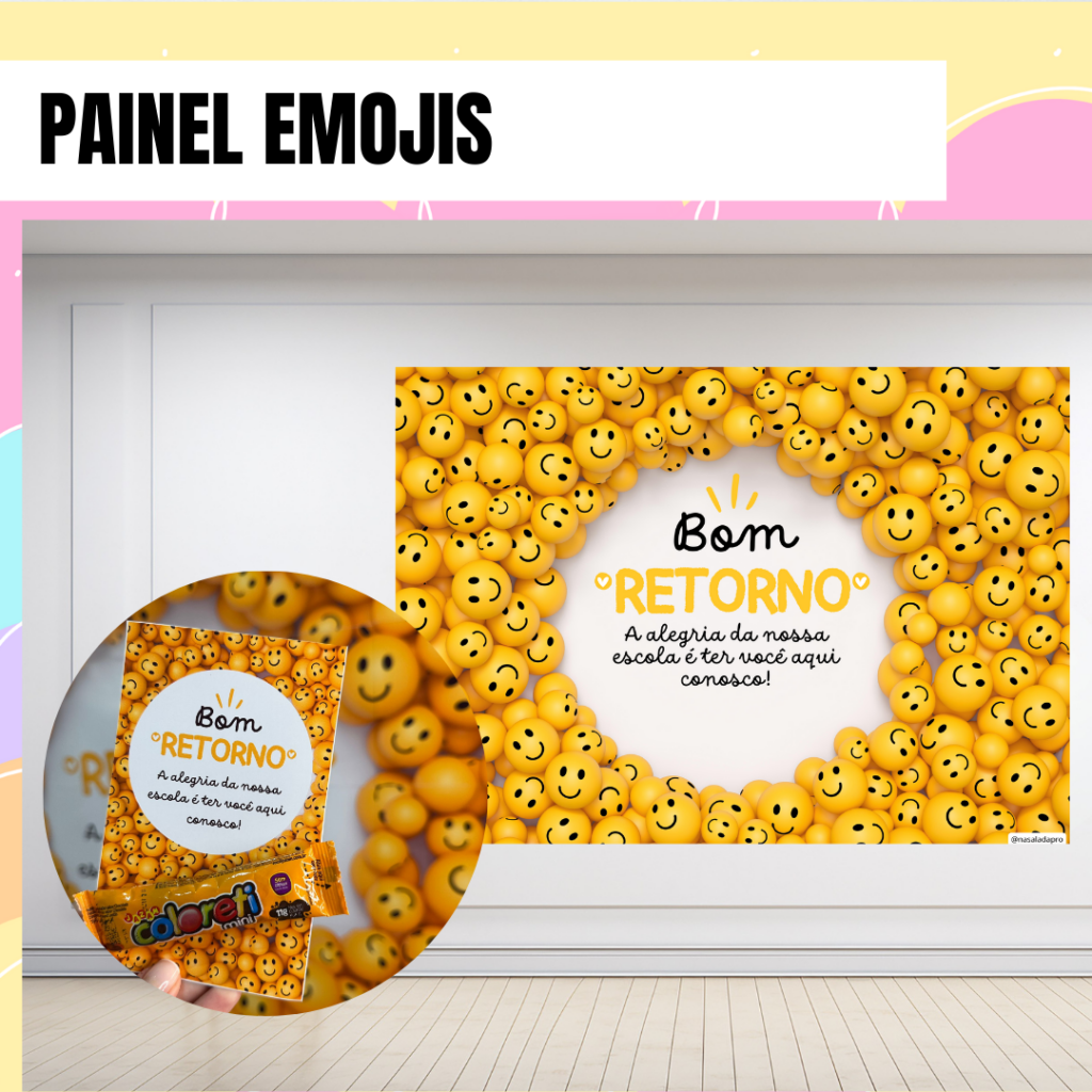 Painel Emoji - Volta às Aulas 2025 - Na Sala da Prô